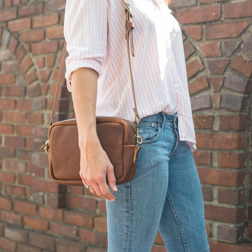 SARAH LEATHER CROSSBODY -SADDLE - Go Forth Goods